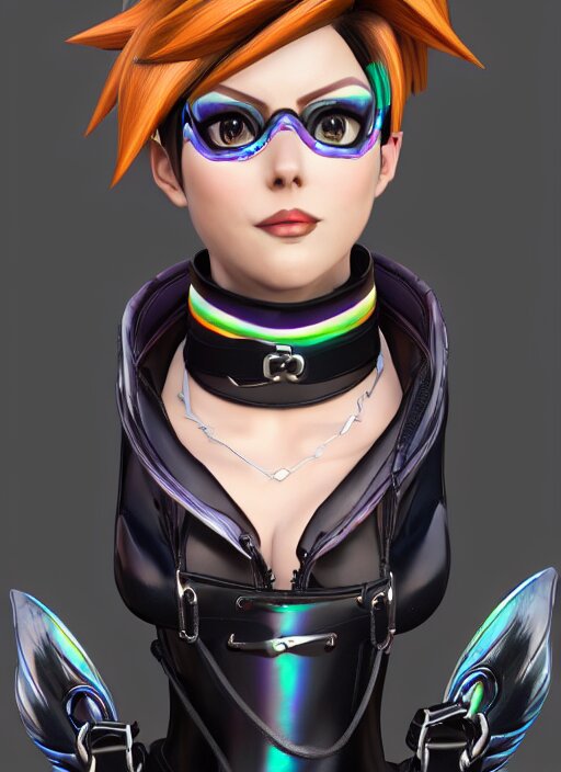Lexica - Portrait bust digital artwork of tracer overwatch, wearing ...