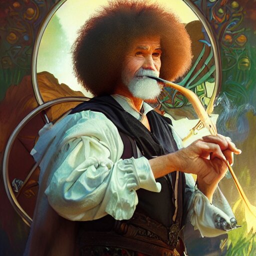 Lexica - An ultra detailed tarot card of bob ross smoking a pipe and ...