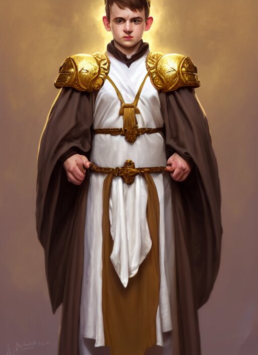 Lexica - Symmetry!! portrait of a young halfling male cleric, white ...