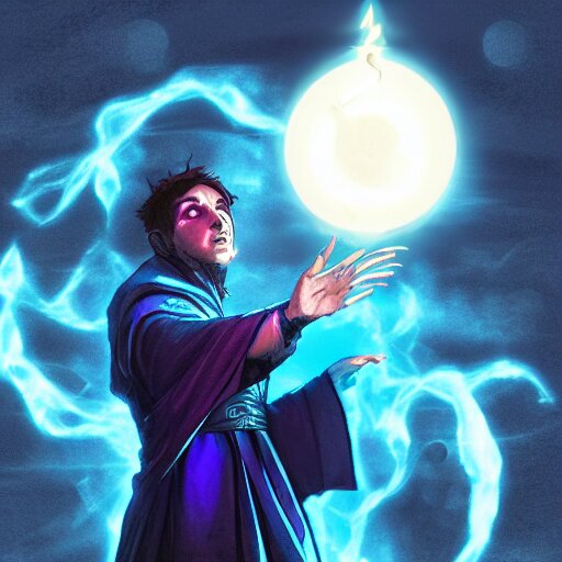 Lexica - A warlock is casting a magic spell, while magic orb is ...