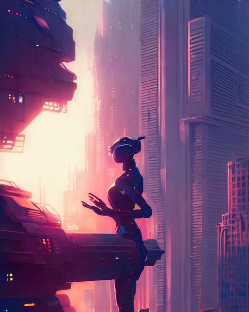 Lexica - Giant robot destroying futuristic city, digital painting by ...