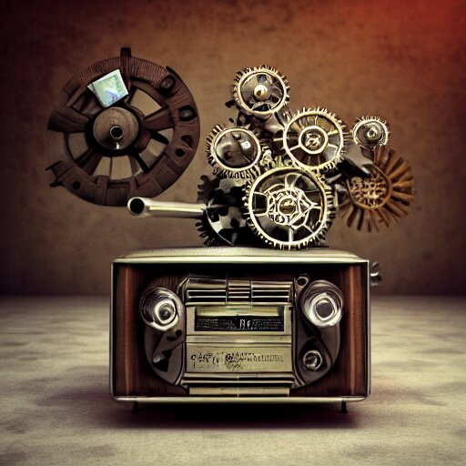 Lexica – Octane render of a mechanical wind-up steampunk cd player with ...