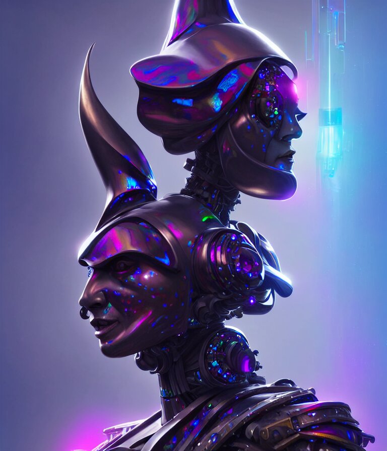 Lexica - Front shot of a court jester character, holographic crystals ...