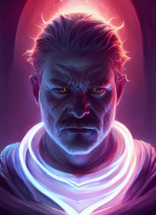 Lexica - Full face epic portrait, male wizard with glowing eyes, elden ...