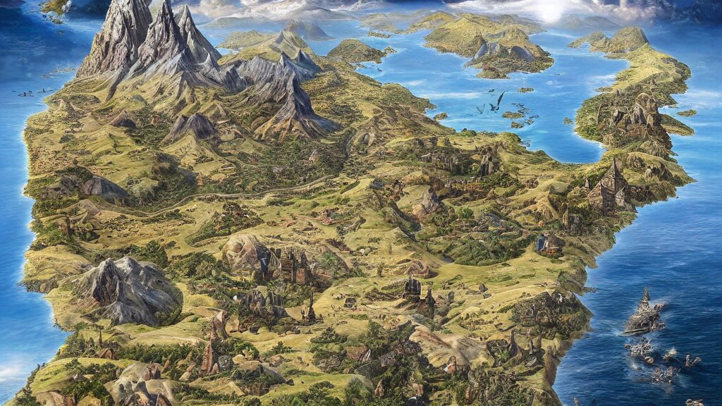 Lexica - Surreal map of middle earth in the styles of igor morski, jim ...