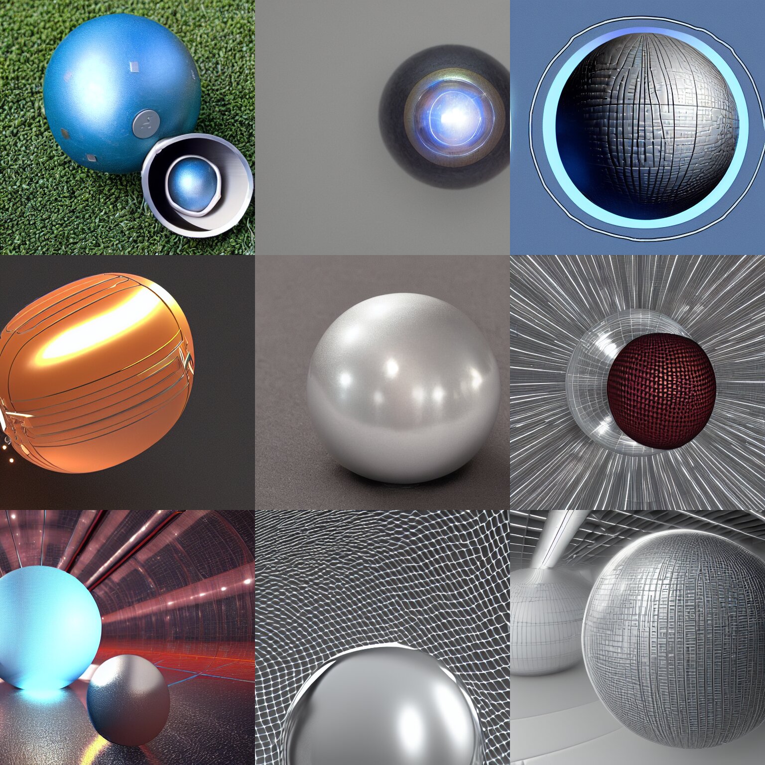 Lexica - Metallic capsule, pipelines connected to spheres