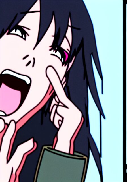 Lexica - A screaming Anime girl in a jar pressing her face and hands ...