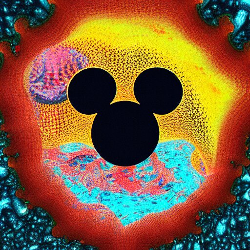 Lexica - Mickey mouse head, distorted, vhs glitch, varied textures, wet ...