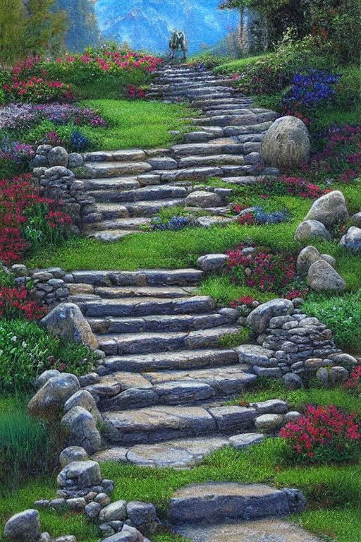 Lexica - Stone steps fantasy landscape by james gurney