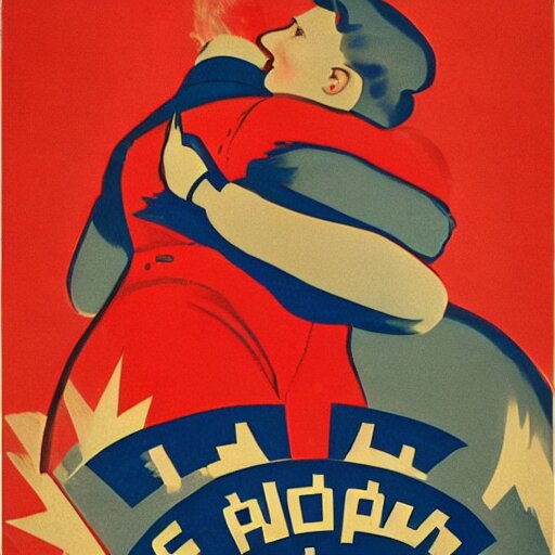 Lexica - 1950 Soviet propaganda poster of embracing capitalism