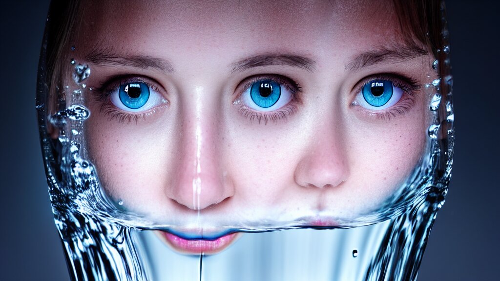 Lexica - Girl's face behind a transparent glass of water, 4 k photo ...