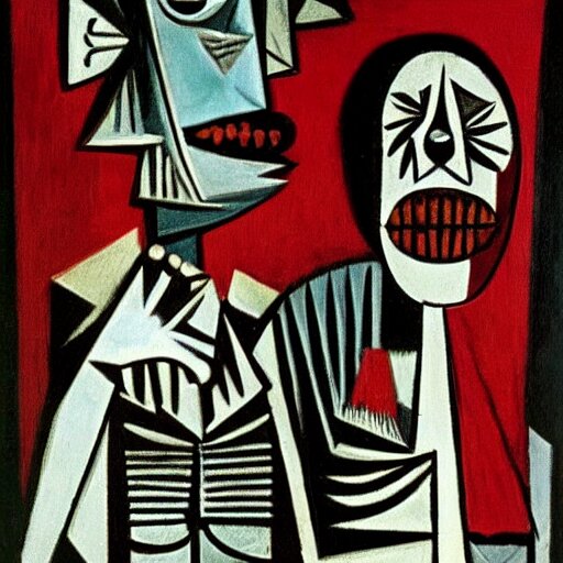 Lexica - Very creepy man, grotesque, horror, pablo picasso style