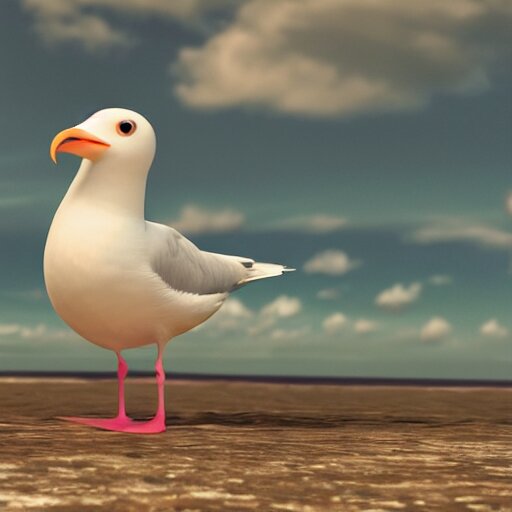 Lexica - A seagull with big eyes looking for a cup of coffee in a ...
