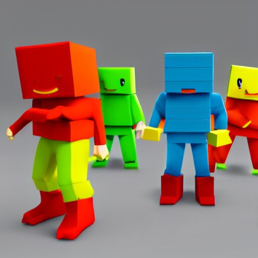 Lexica - High quality 3d render of dancing block figures looking like ...