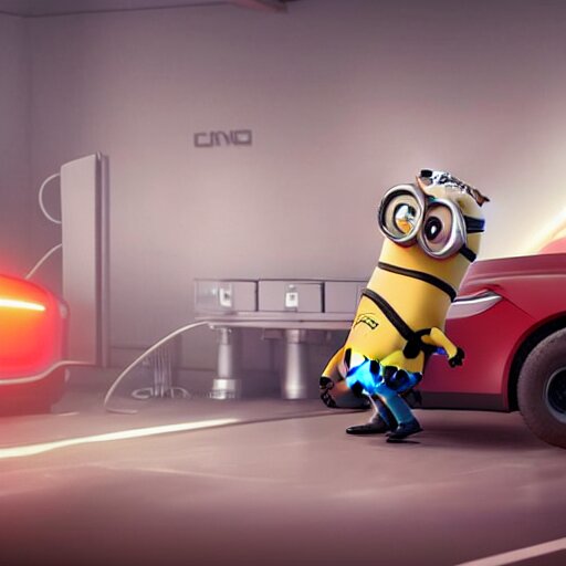 Lexica - An epic painting minion looking like elon musk presenting new ...