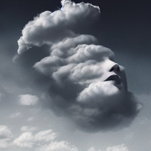 Lexica - The clouds in the sky take the shape of a woman face made of ...