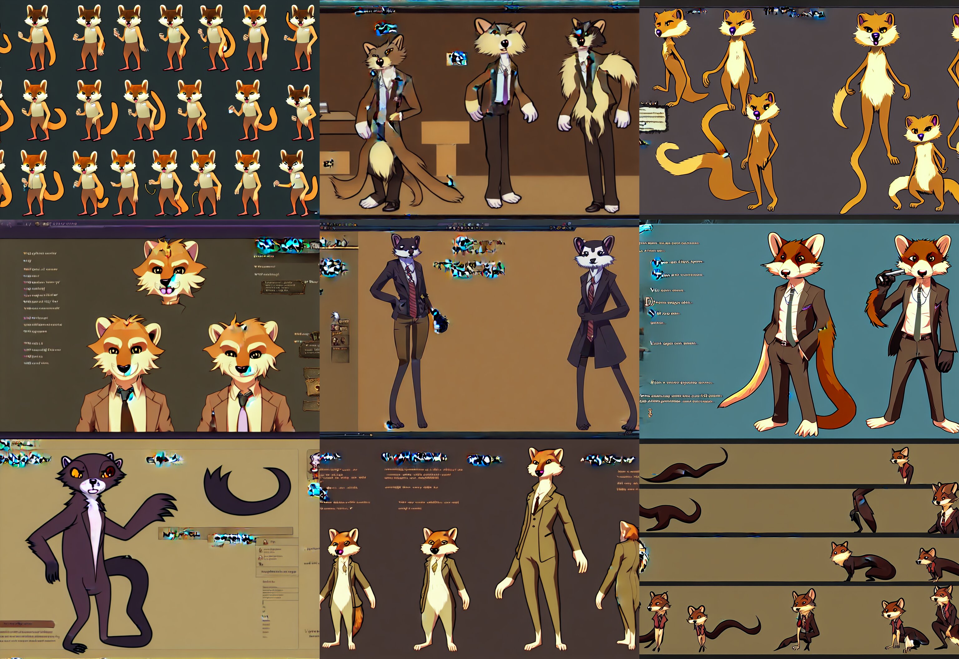 Lexica - Furry - weasel - detective - fursona uhd ue 5 visual novel pc game expression asset panel