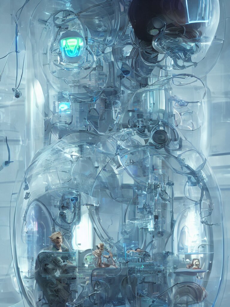 Lexica - A very beautiful cyborg made of transparent glossy glass skin ...