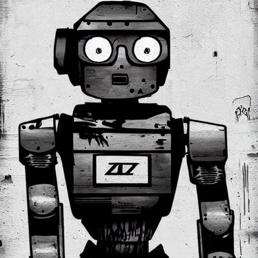Lexica – Chappie robot color graffiti, black and white zef design ...
