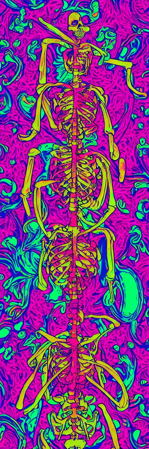 Lexica - Vaporwave skeleton with psychedelic background