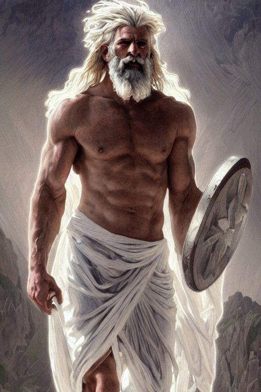 Lexica - Painted portrait of rugged zeus, god of thunder, greek god ...