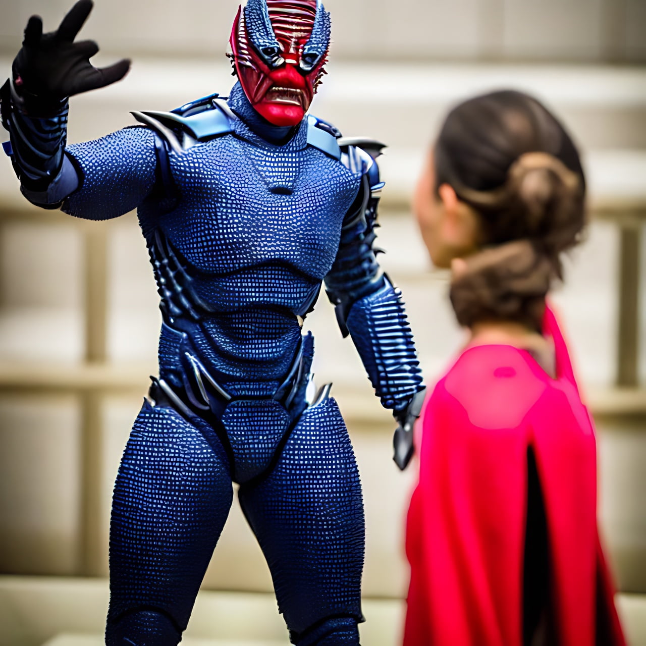 Lexica - Photorealistic razor starfish hybrid humanoid villain fighting! human shaped! tokusatsu ...