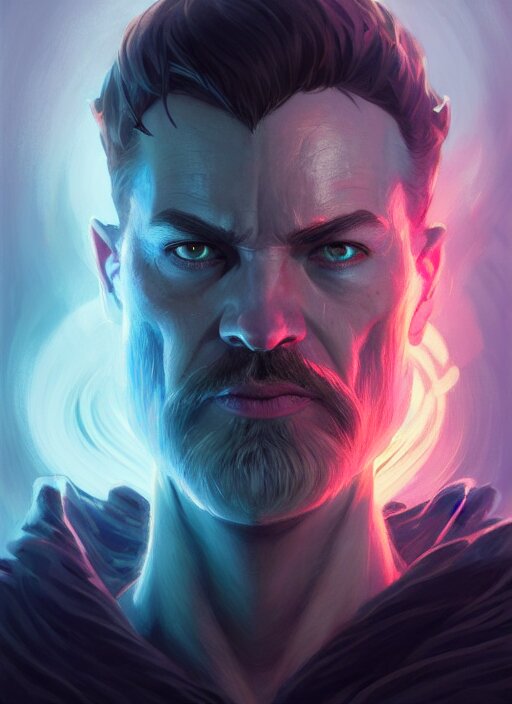 Lexica - Full face epic portrait, male wizard with glowing eyes, elden ...