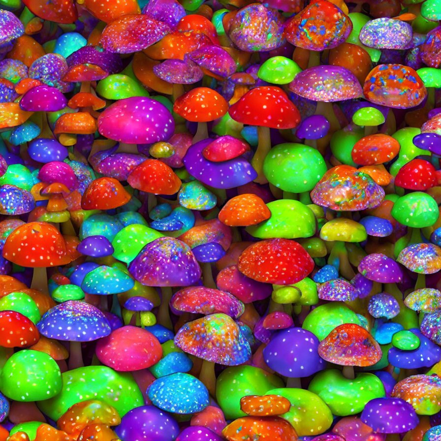 Lexica - Colorful mushrooms, a computer render by jonathan zawada ...