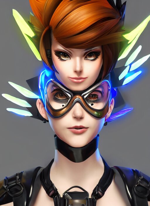 Lexica - Portrait bust digital artwork of tracer overwatch, wearing ...