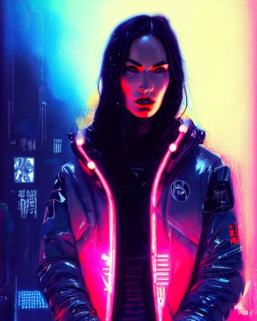 Lexica - Detailed portrait Megan Fox Neon Operator Girl, cyberpunk ...