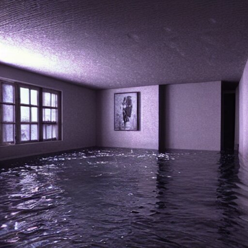 Lexica - Dark flooded empty basement, ambient light, hyper realistic, 3 ...