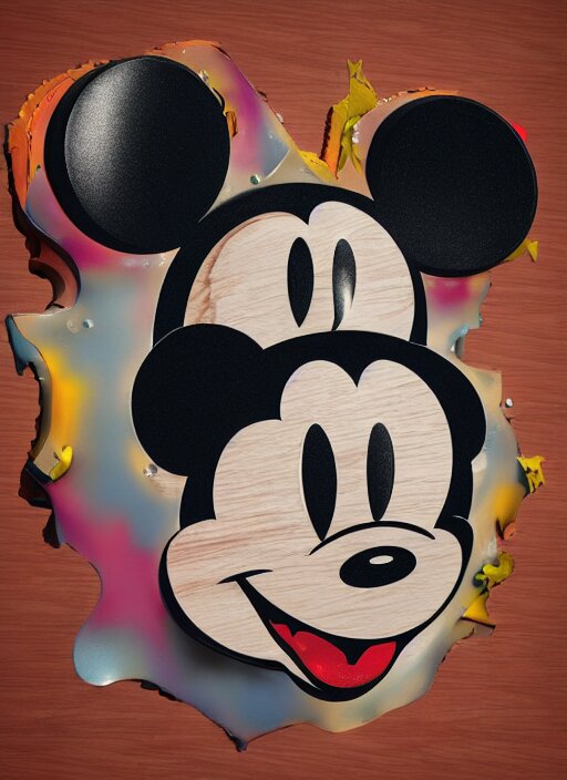 Lexica - Mickey mouse head, Picasso, distorted, ripped, wet, broken ...