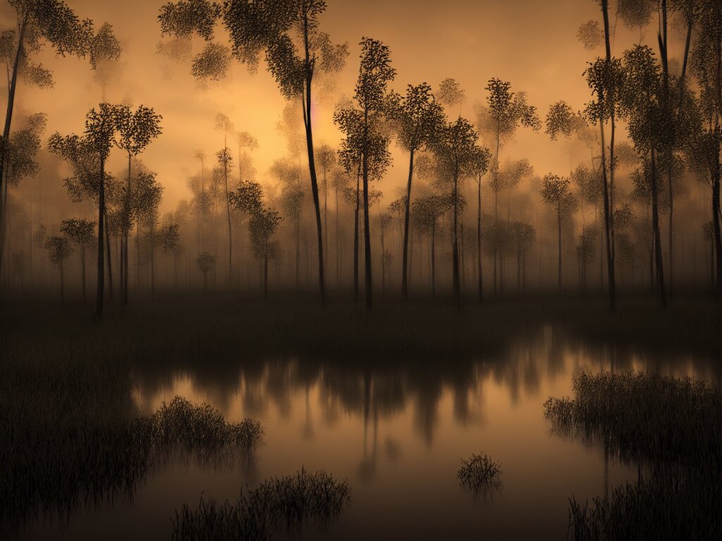 Lexica - Photograph of a swamp at dusk, Photorealism, hyper-realism ...