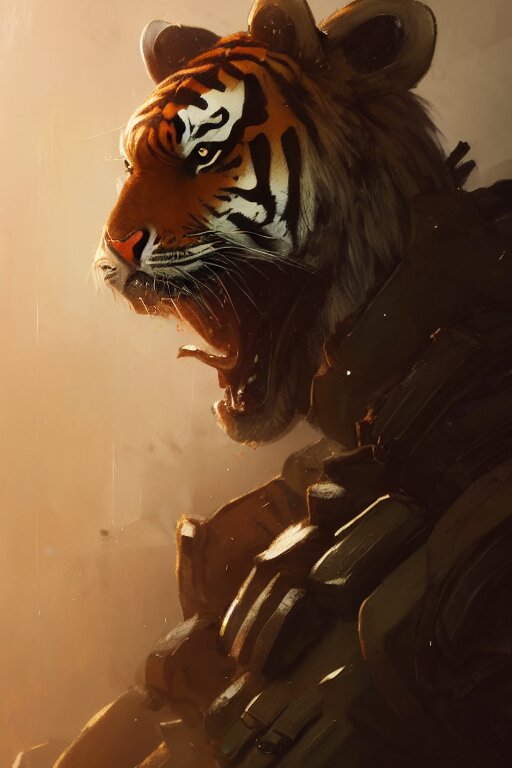 Lexica - Portrait male anthro tiger dressed in military clothes ...