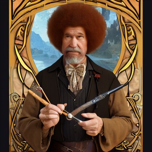 Lexica - An ultra detailed tarot card of bob ross smoking a pipe and ...