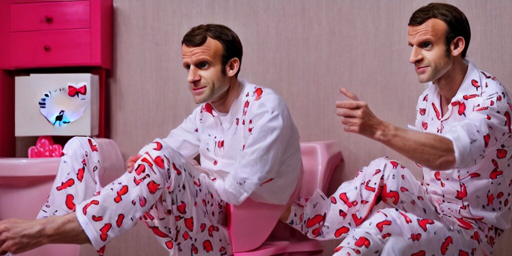 Lexica - Picture of emmanuel macron sitting on a toilet, dressed in a ...