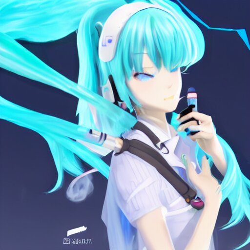 Lexica - Hatsune miku smoking a vape pen in her right hand | smoke ...