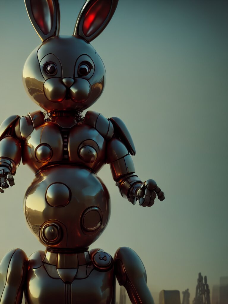 Lexica - film still of a mechanical bunny in a marvel movie, science ...