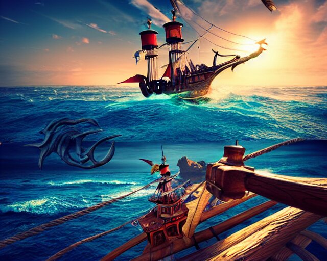 Lexica - Beautiful ocean, pirate ship, natural lighting, 35mm ...