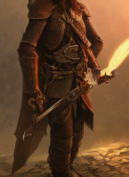 Lexica - A male half elf in fireproof leather armor wearing a utility ...