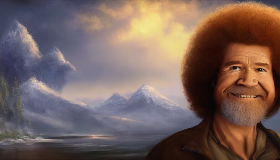 Lexica – Bob Ross is an angel, hyperdetailed, artstation, cgsociety, 8k