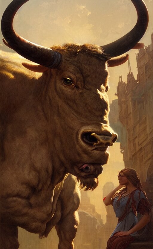 Lexica - A detailed portrait of minotaur, monster half child half bull ...