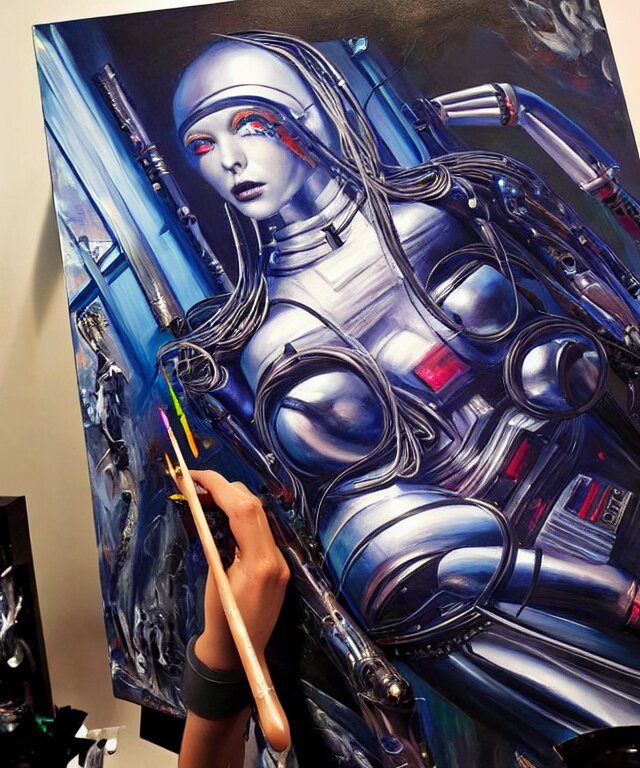Lexica - photo of futuristic holy futuristic cyborg-robot-painter ...