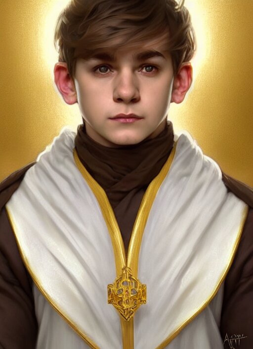 Lexica - Symmetry!! portrait of a young halfling male cleric, white ...