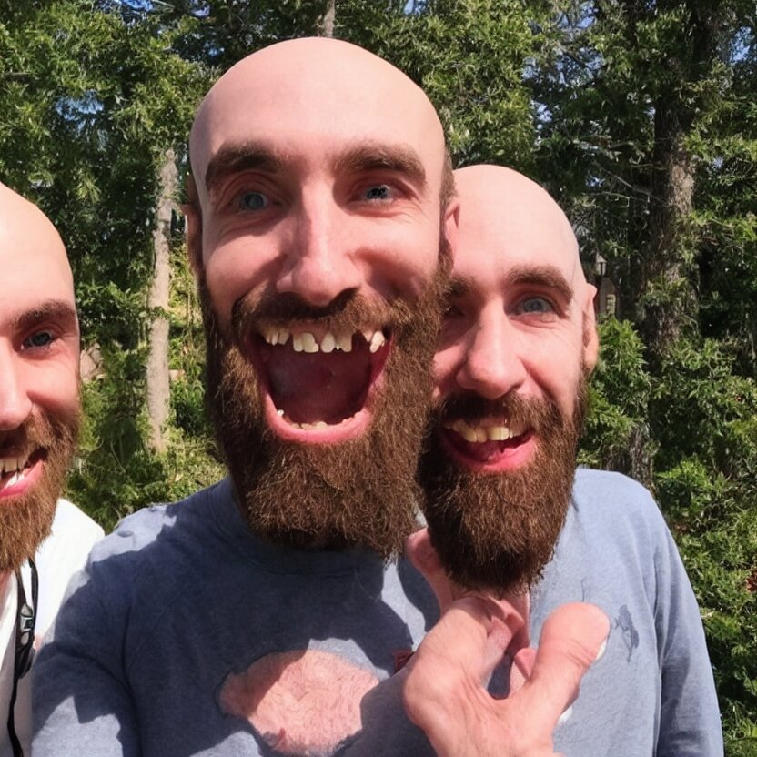 Lexica - Asmongold smiling with a bald head and beard