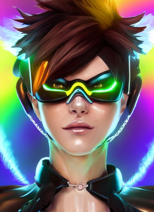 Lexica - Portrait bust digital artwork of tracer overwatch, wearing ...