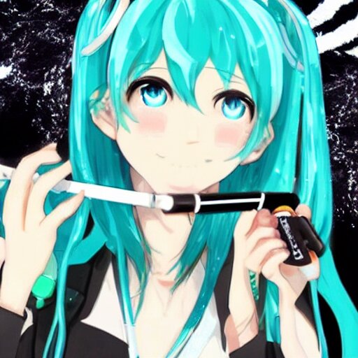 Lexica - Hatsune miku getting high by smoking weed with a vape pen ...