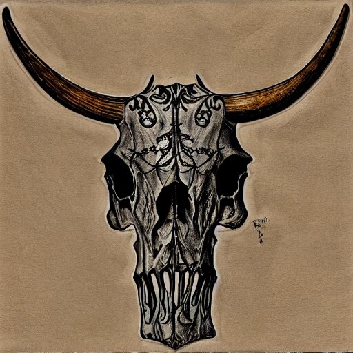 Lexica - Texas Longhorn Skull, skull bone ornately carved with delicate ...