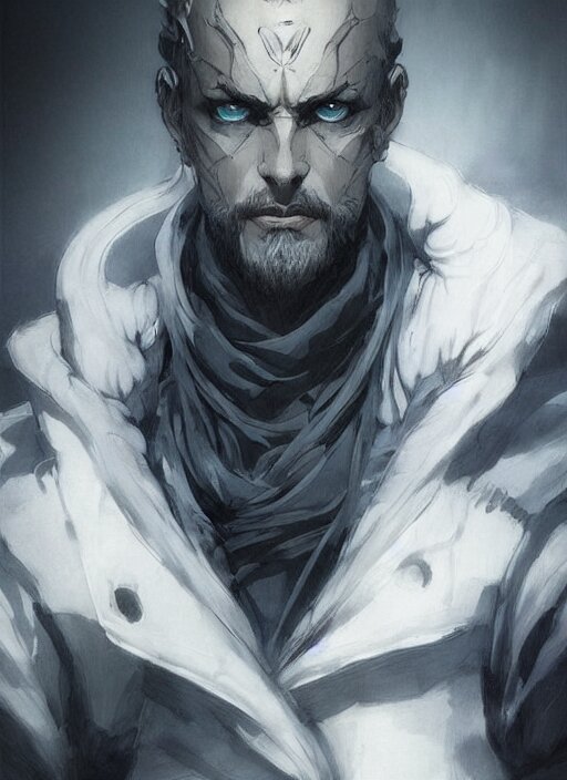 Lexica - Portrait of a human fog archmage wearing a gray robe, blue ...