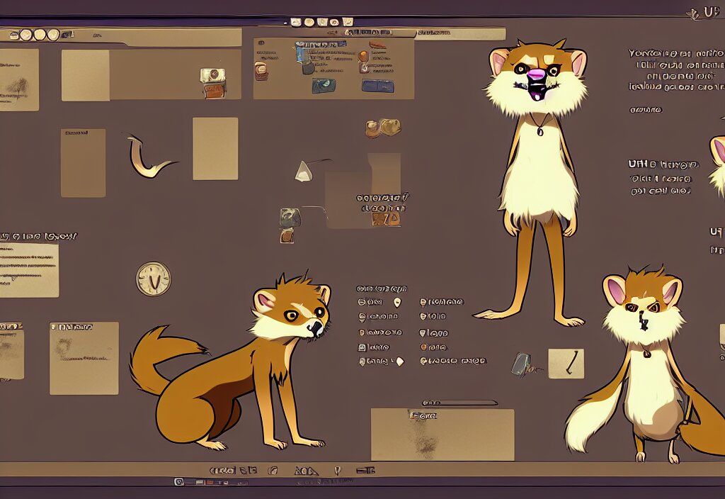 Lexica - Furry - weasel - detective - fursona uhd ue 5 visual novel pc game expression asset panel